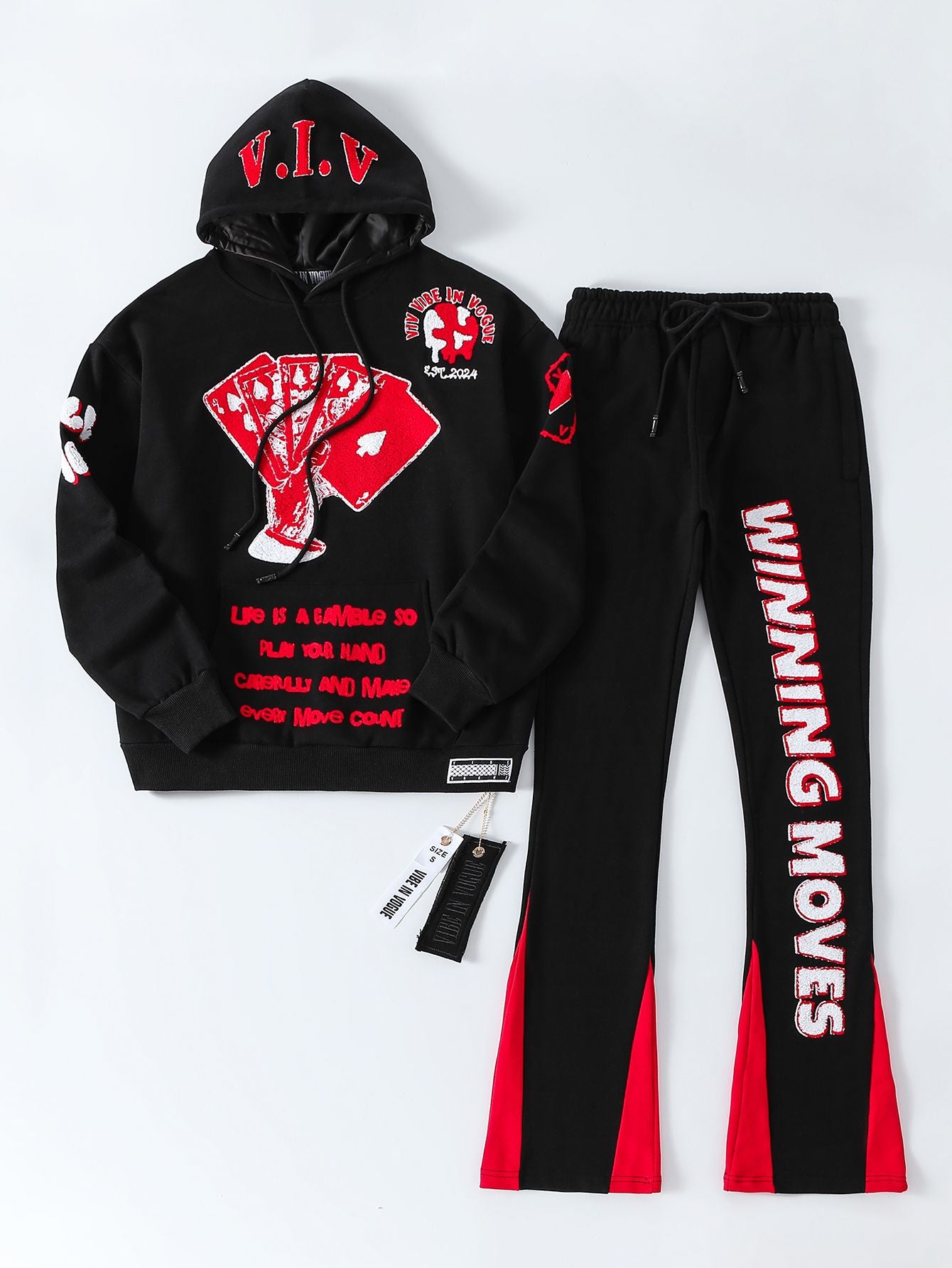 Vibe In Vogue - Winning Moves Stacked Jogging Sets - Black/Red – Action ...